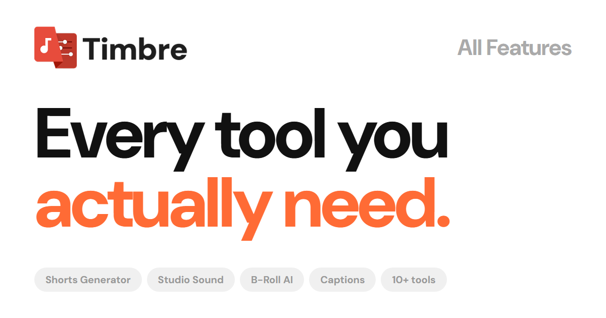 Features | Timbre | Powerful AI tools for video, audio, and image creation.
